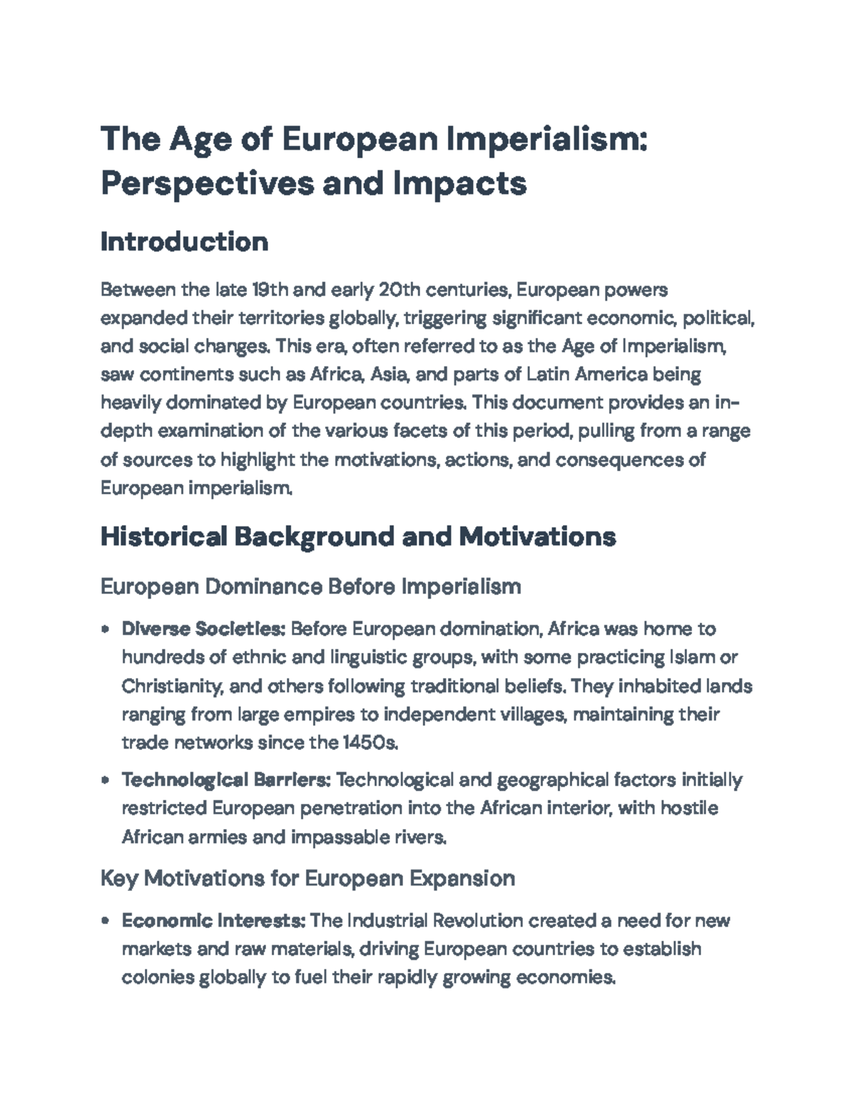 The Age of European Imperialism: Perspectives and Impacts (HIST 101 ...