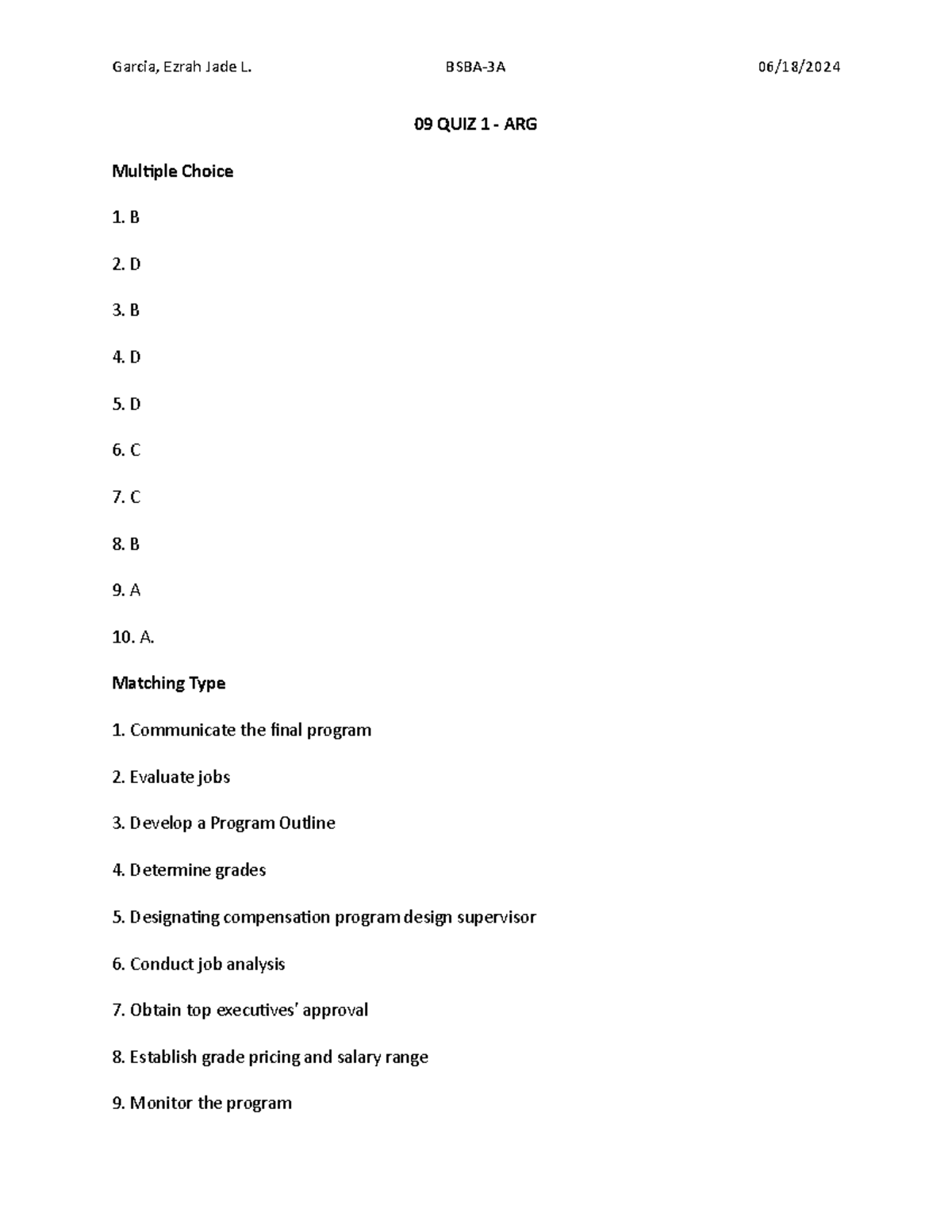 Garcia Ezrah 09Quiz1-HRM - Garcia, Ezrah Jade L. BSBA-3A 06/18/ 09 QUIZ ...