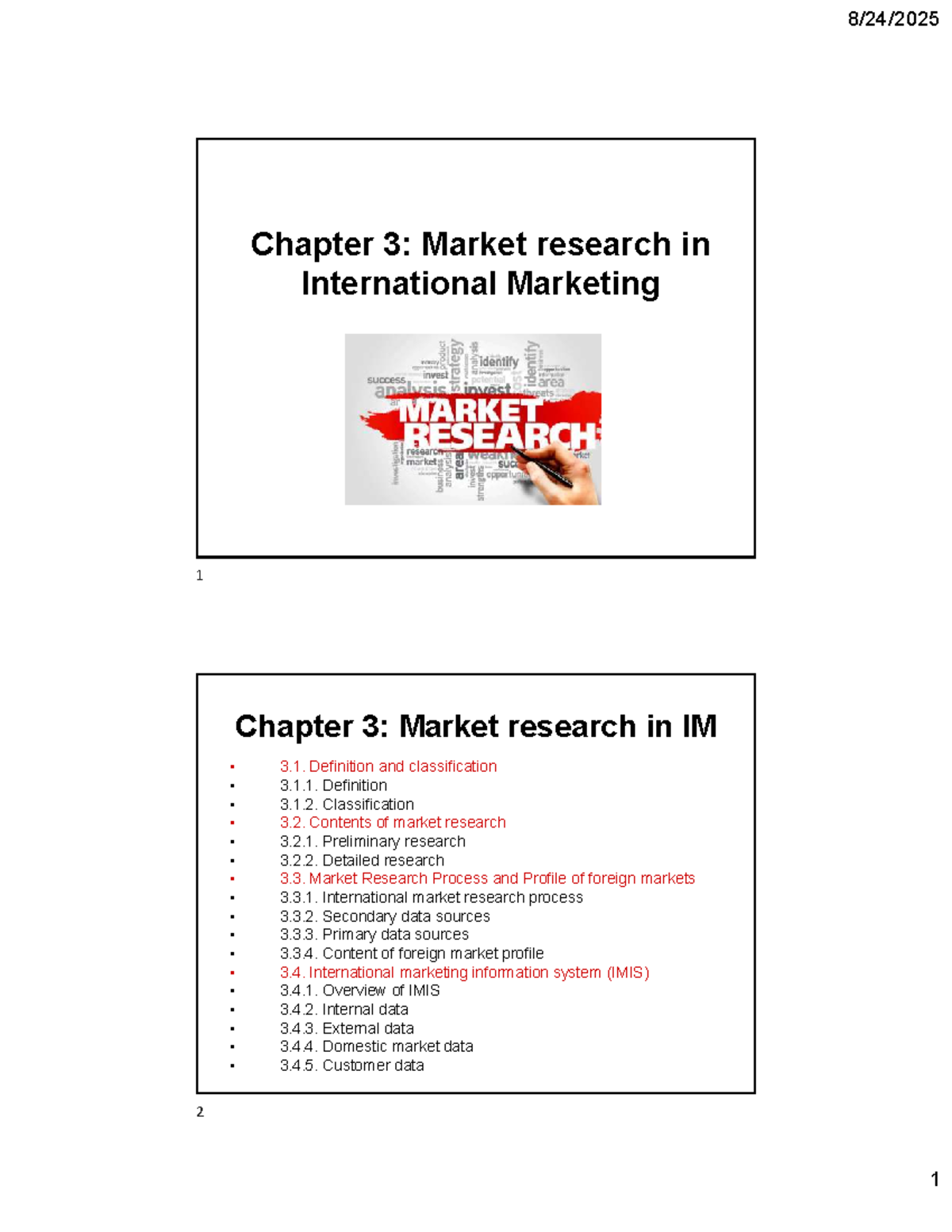 Chapter 3: Market Research in International Marketing (IM 1) - Studocu