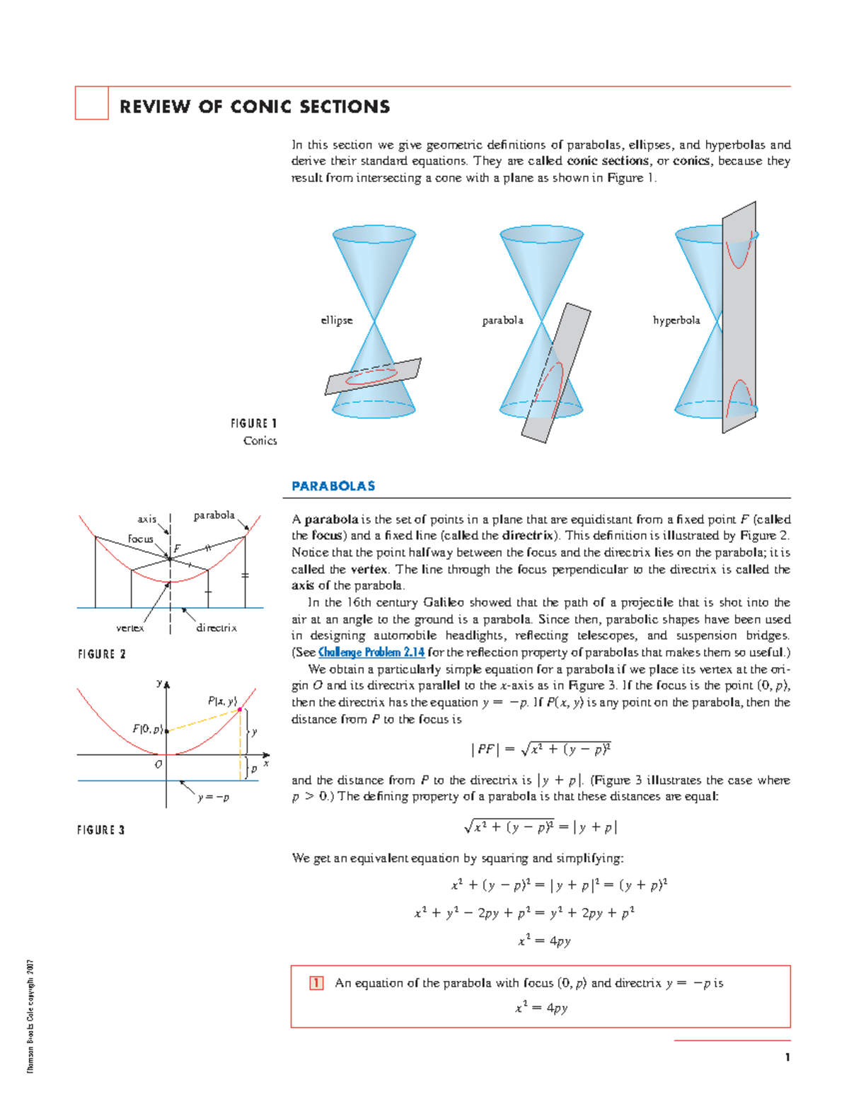 REVIEW OF CONIC SECTIONS: Definitions, Equations, and Applications ...