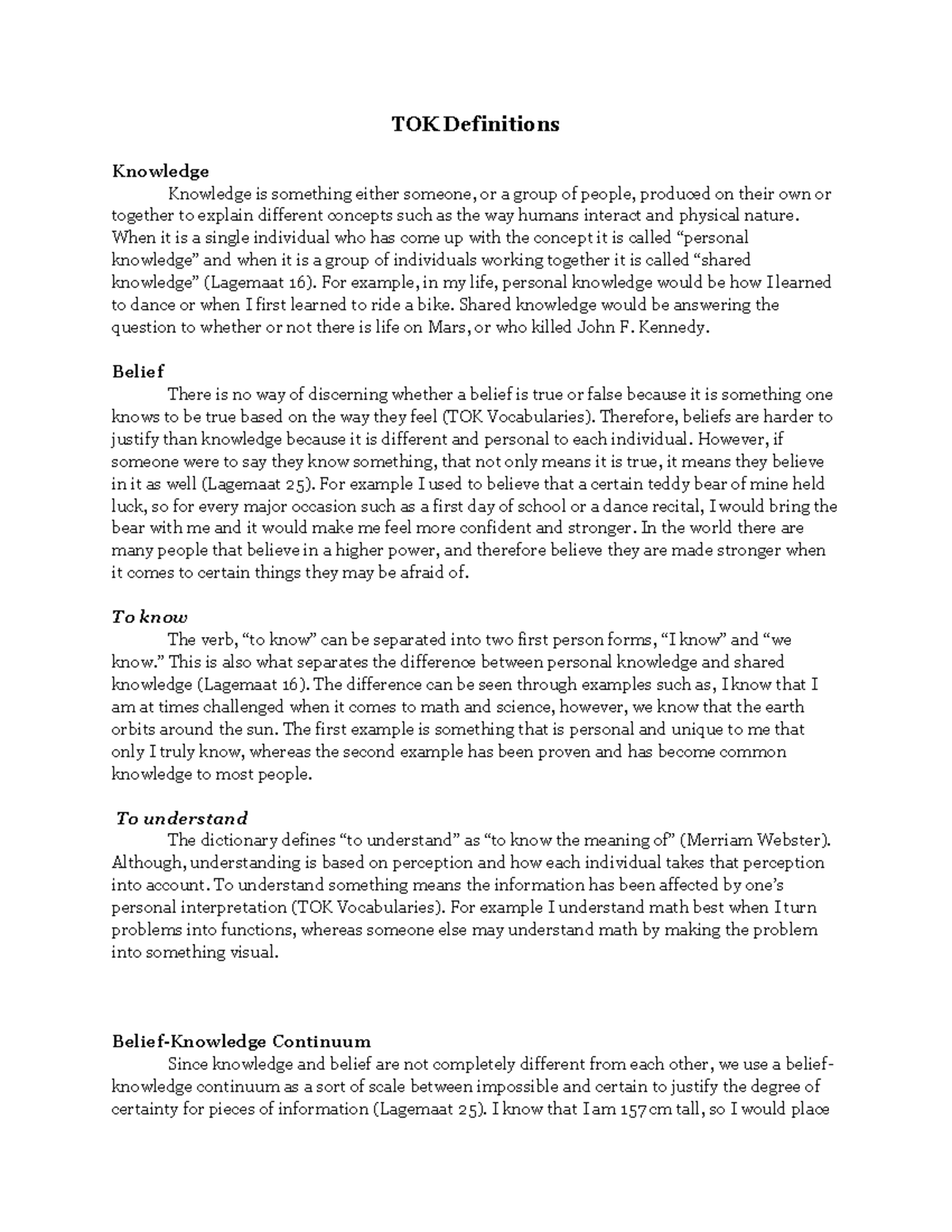 IB TOK Definitions and Key Concepts Explained - Studocu