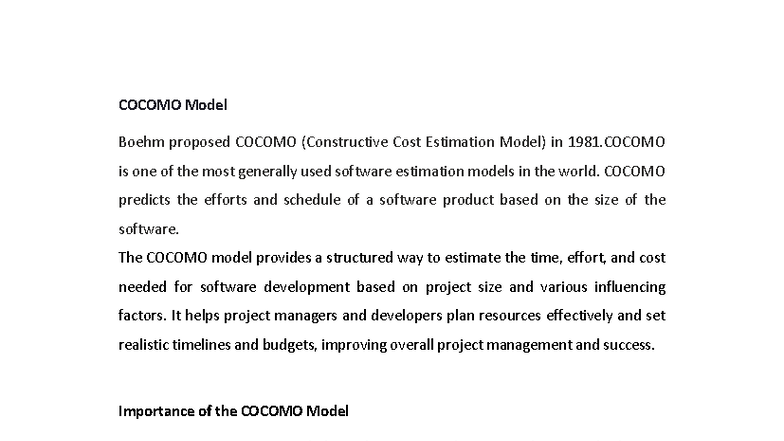 INTE 471 Lesson Seven: Understanding the COCOMO Model - Studocu