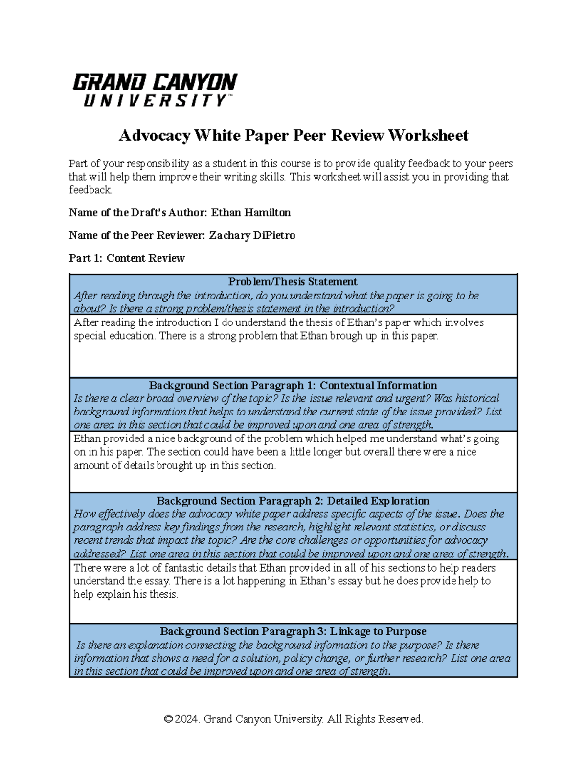 EDU-330-RS-T6-Advocacy White Paper Peer Review Guide - Studocu