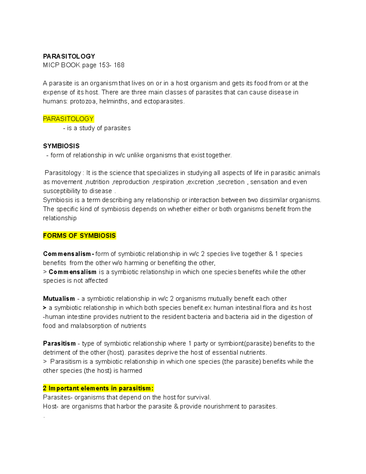PARASITOLOGY MICP BOOK: Understanding Parasites and Their Impact - Studocu