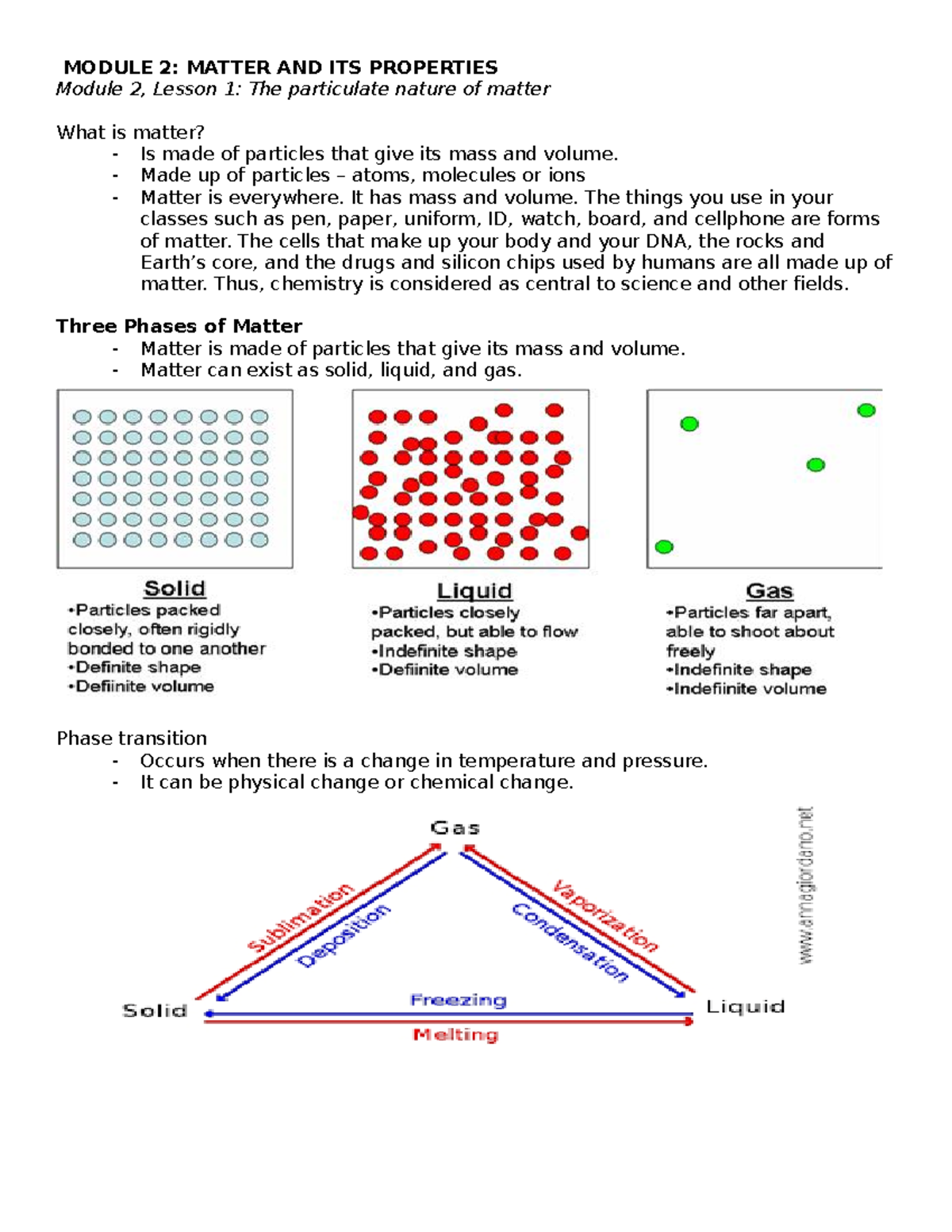 Module 2 - Chemistry: Properties and Classification of Matter - Studocu