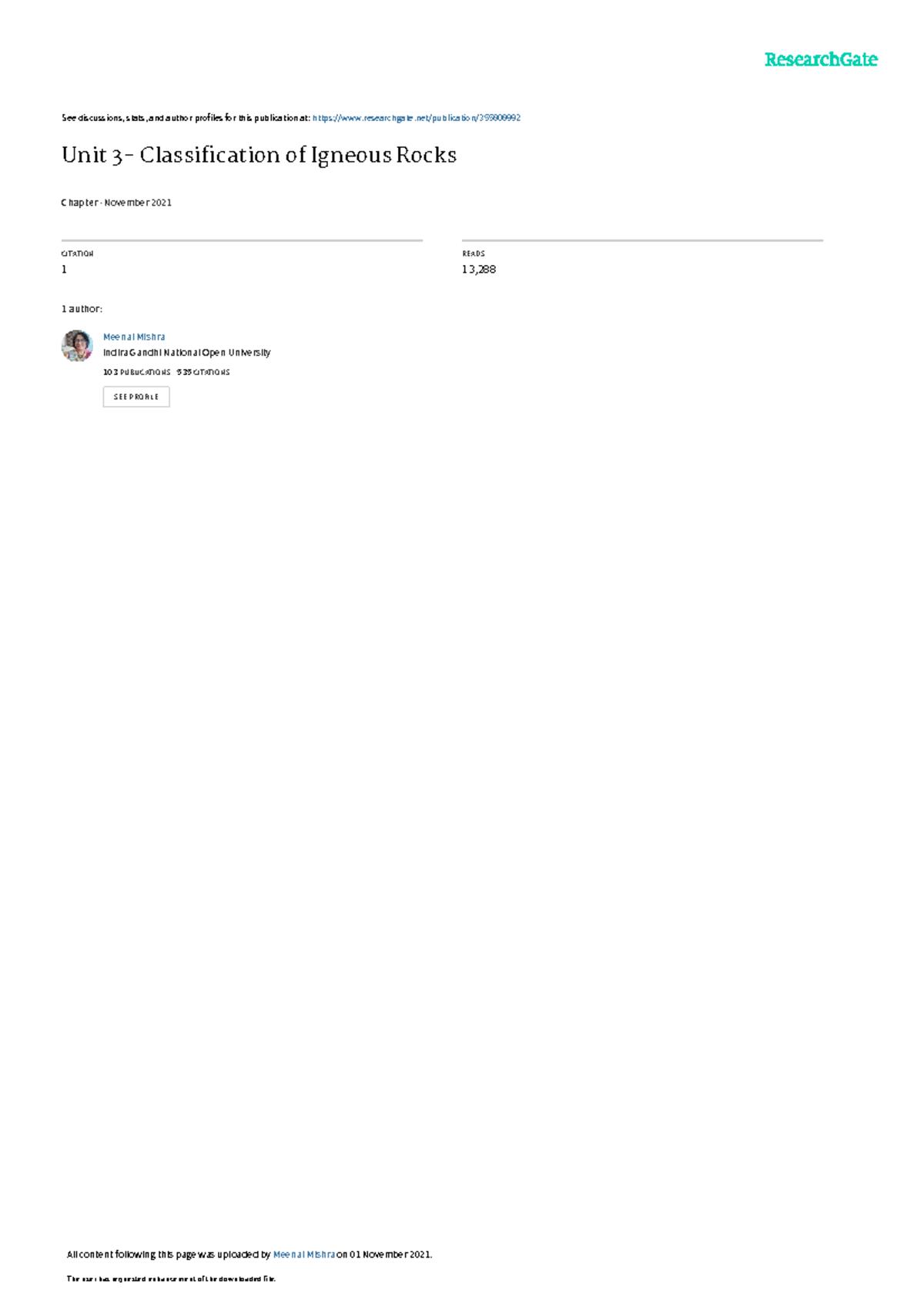 Unit 3 - Classification of Igneous Rocks: Key Concepts and Framework ...