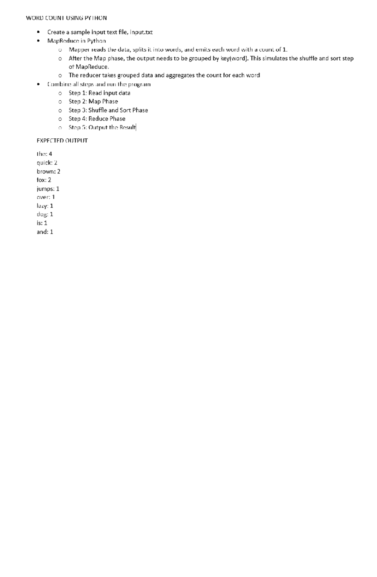 CpE Exer 3 - Word Count Implementation Using Python MapReduce - Studocu