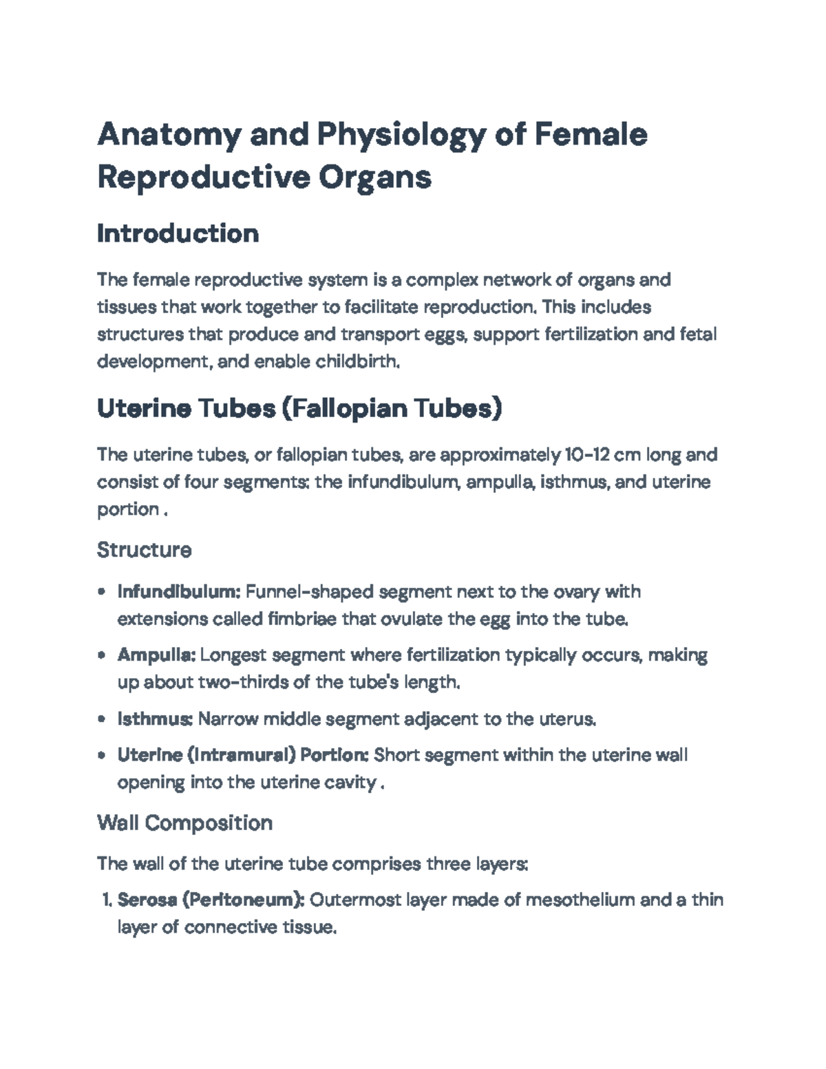 Final Exam Study Guide: Anatomy & Physiology of Female Reproductive ...