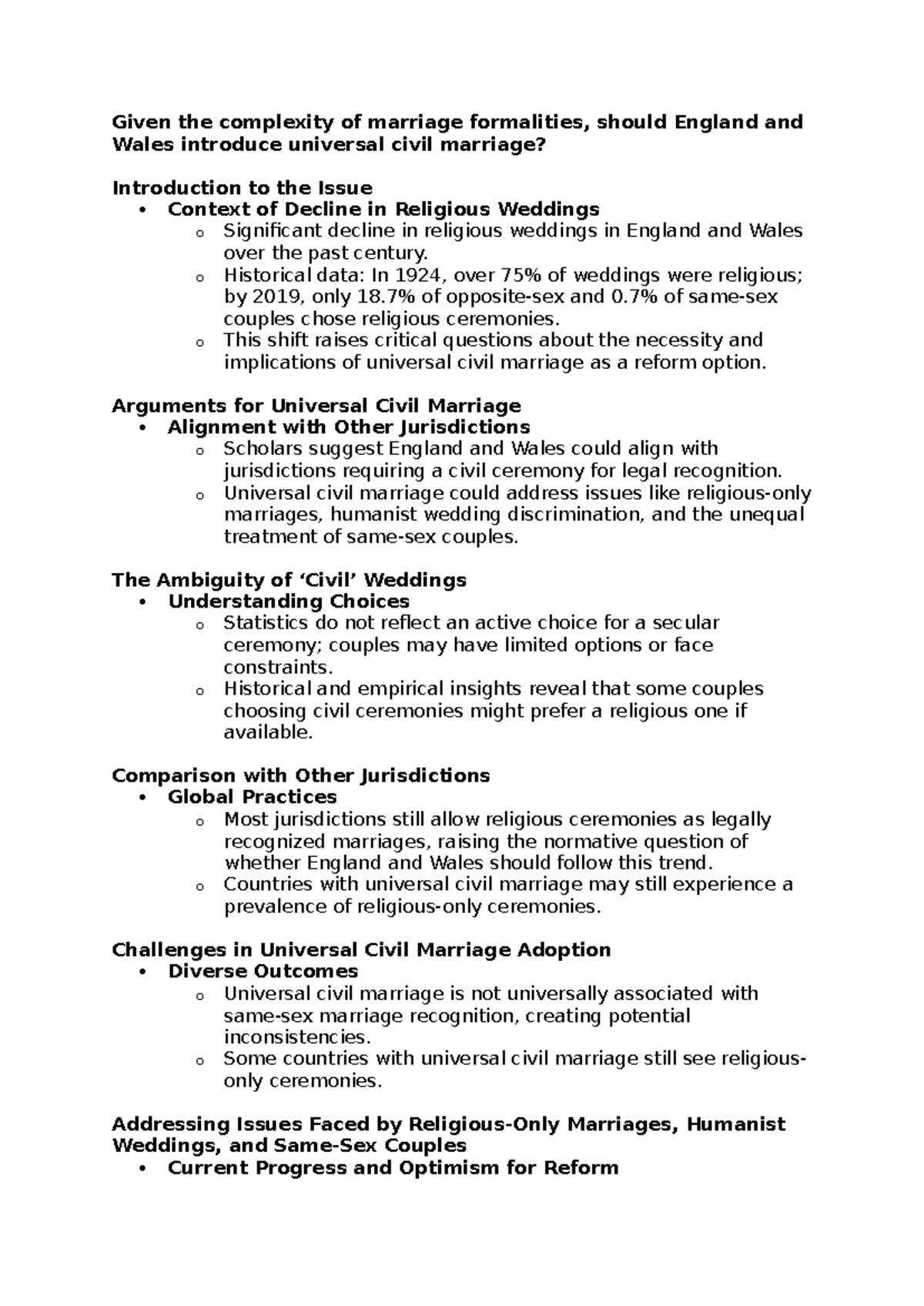 Family - tutorial 1 - Given the complexity of marriage formalities ...