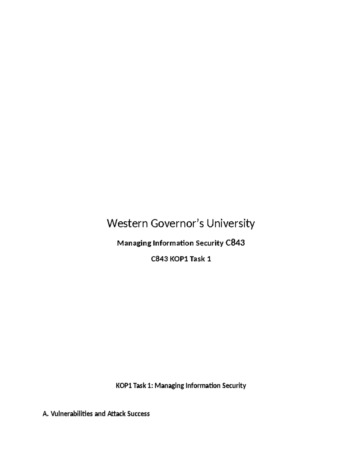 C843 KOP1 Task 1: Analysis of Information Security Vulnerabilities - Studocu