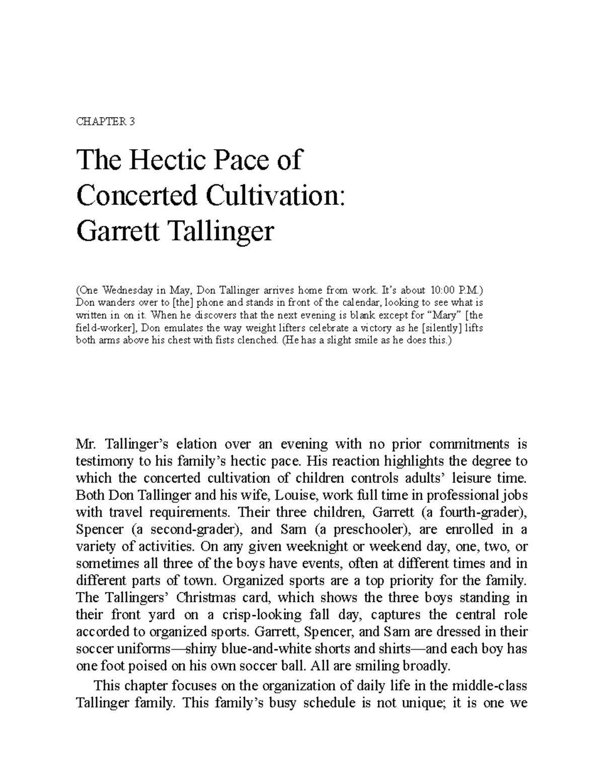 Concerted Cultivation in the Tallinger Family: A Case Study (CHAPTER 3 ...
