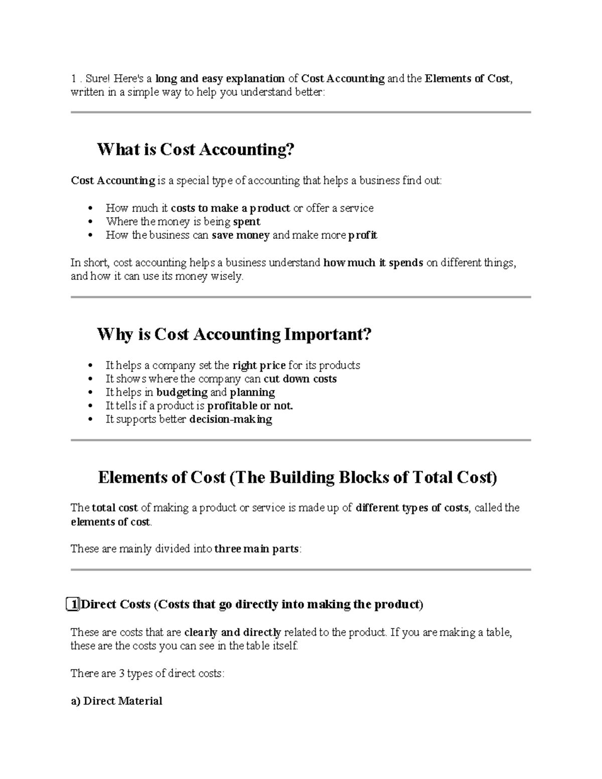 Cost Accounting Mid Sem: Understanding Costs, Wastage, and Profit Calculation - Studocu