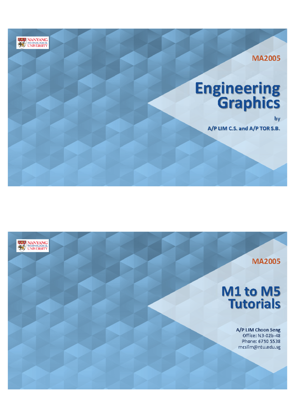 MA Engineering Graphics M1 to M5 Tutorials by A/P LIM C.S. - Studocu