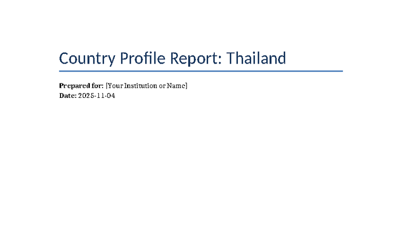 Thailand Country Profile Report 2025: Key Insights & Analysis - Studocu