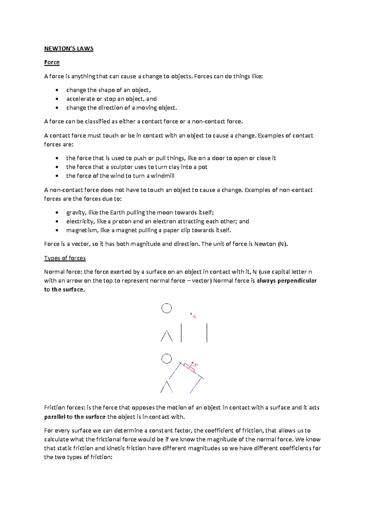 Grade 11 Physics: Summary of Newton's Laws and Forces - Studocu
