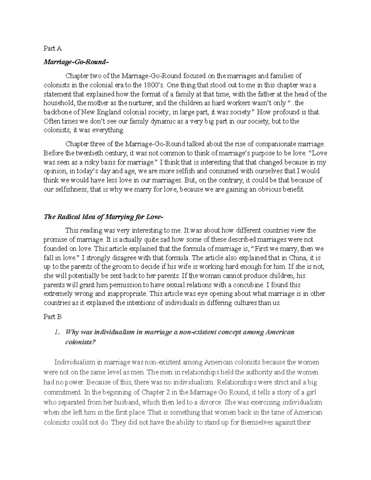 Reading comprehension week 3 - Part A two of the focused on the ...