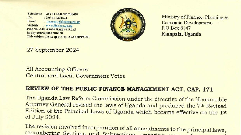 Review of the Public Finance Management Act, CAP. 171 - Studocu