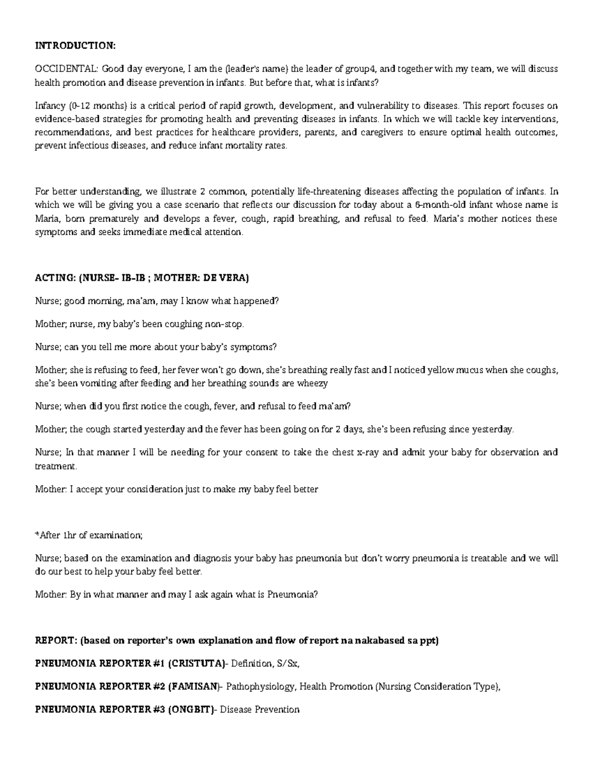 Health Promotion & Disease Prevention in Infants - GRP4 NCMA217 - Studocu