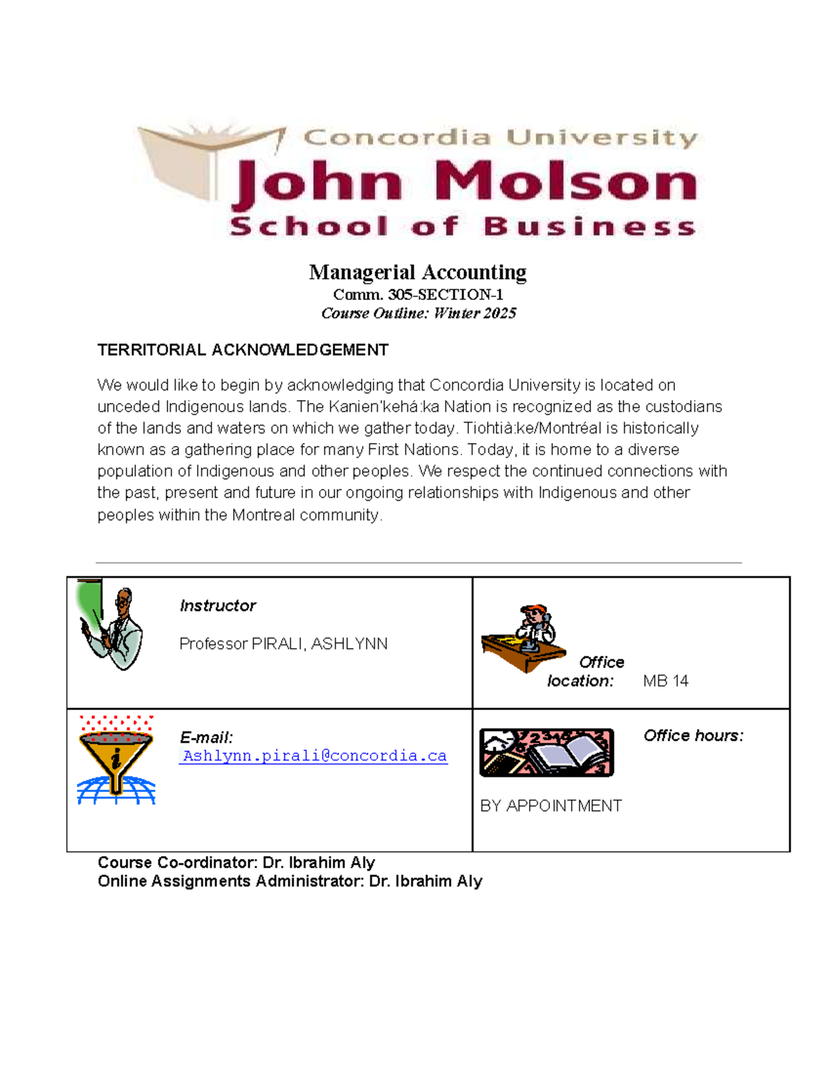 Managerial Accounting COMM 305 Course Outline: Winter 2025 - Studocu