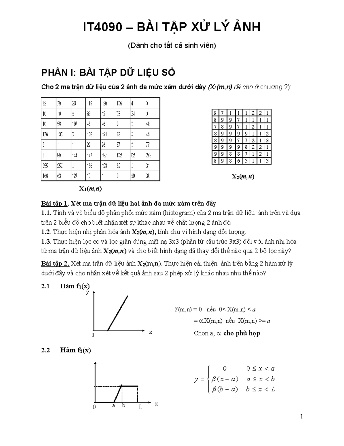 IT4090 Bài Tập Xử Lý Ảnh: Các Bài Tập Thực Hành Chi Tiết - Studocu