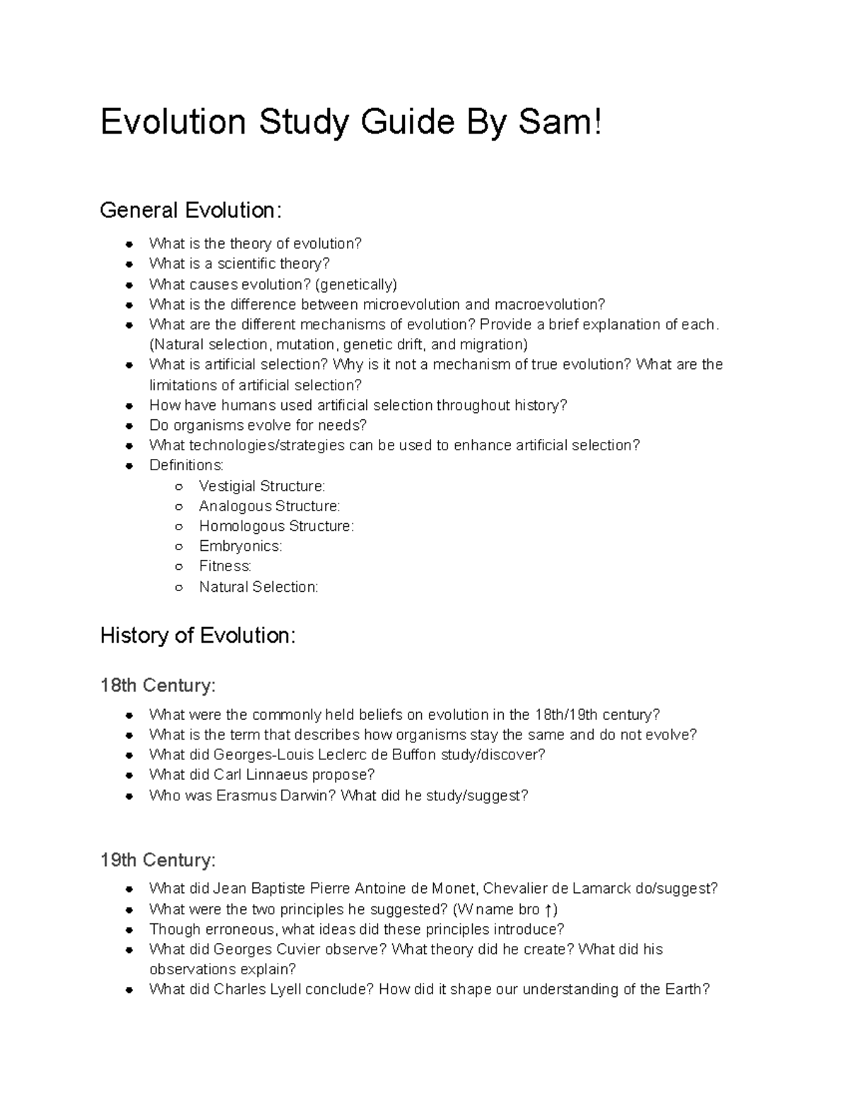 Evolution Bio Study Guide: Key Concepts and Theories - Studocu