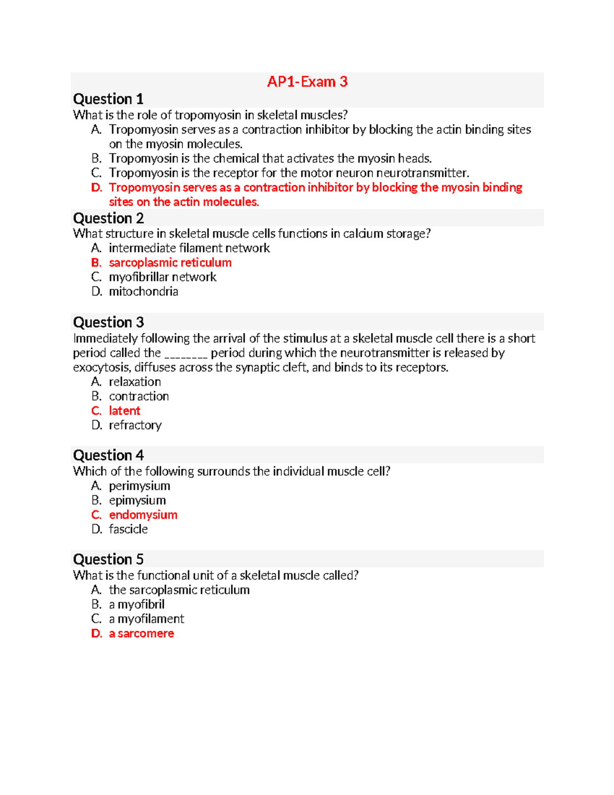 AP1-EXAM3 - Comprehensive Exam Prep Questions for Muscle Physiology ...