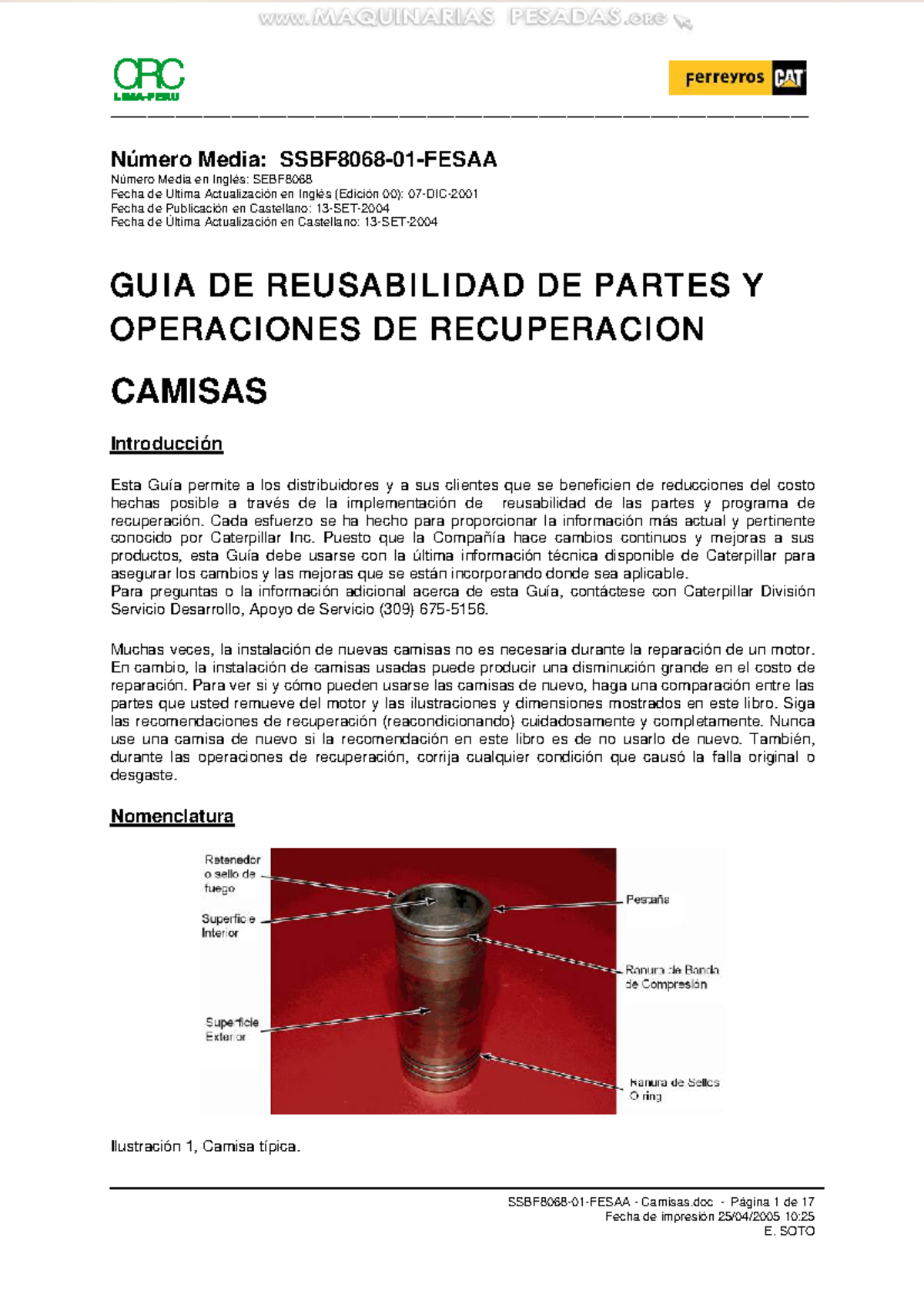 Guía de Reusabilidad: Partes y Operaciones para SSBF8068-01-FESAA - Studocu