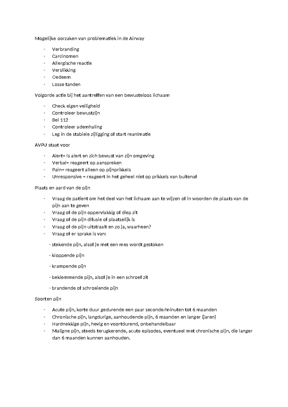 Casus 5: Airway Problematiek en Reactieacties bij Bewusteloosheid ...