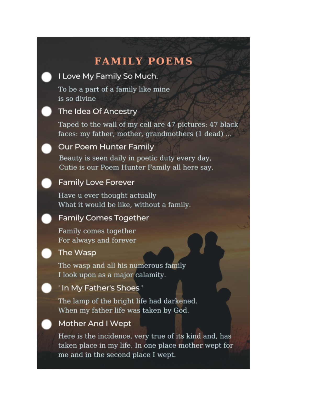 Family Poems: Expressions of Love and Ancestry in Verse - Studocu