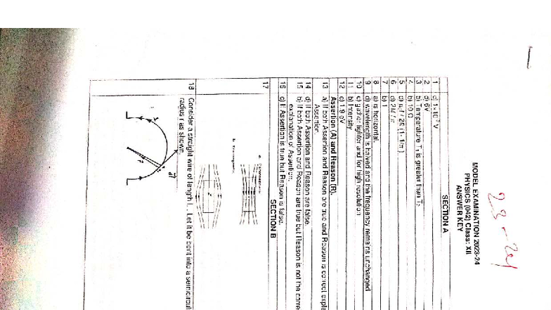 Physics Model Examination (042) Class XII Answer Key - Studocu