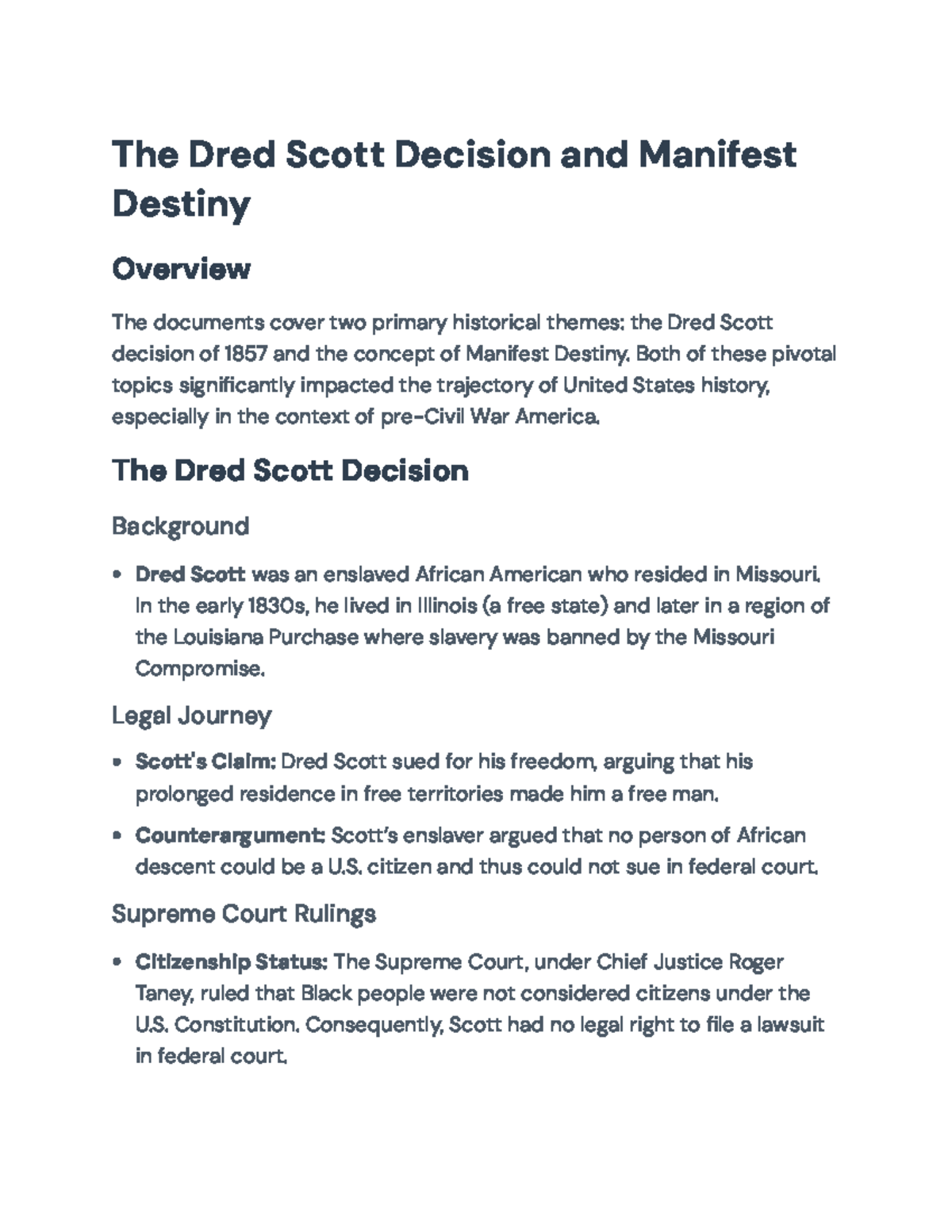 Dred Scott Decision & Manifest Destiny: Key Historical Insights - The ...