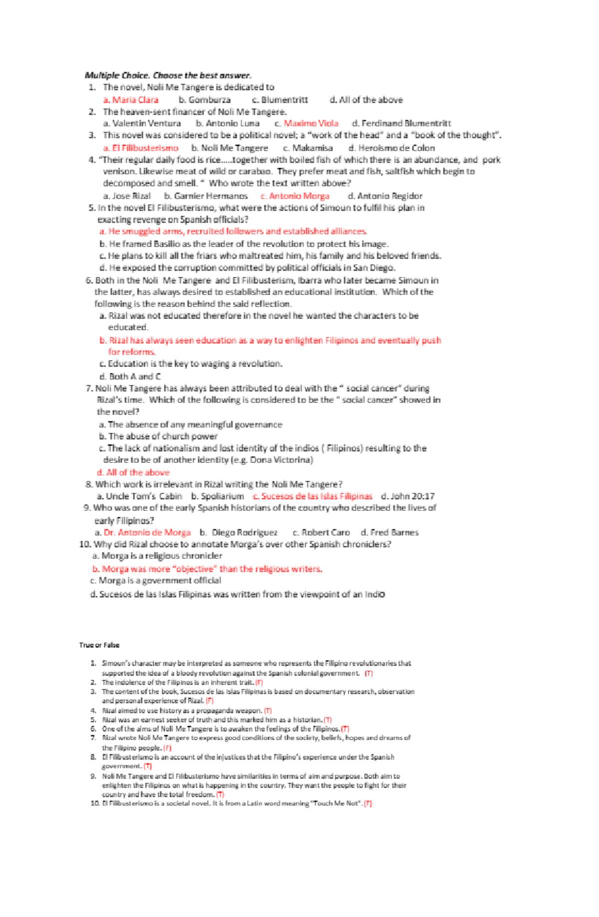 Life and Works of Rizal - Multiple Choice. Choose the best answer. 1 ...