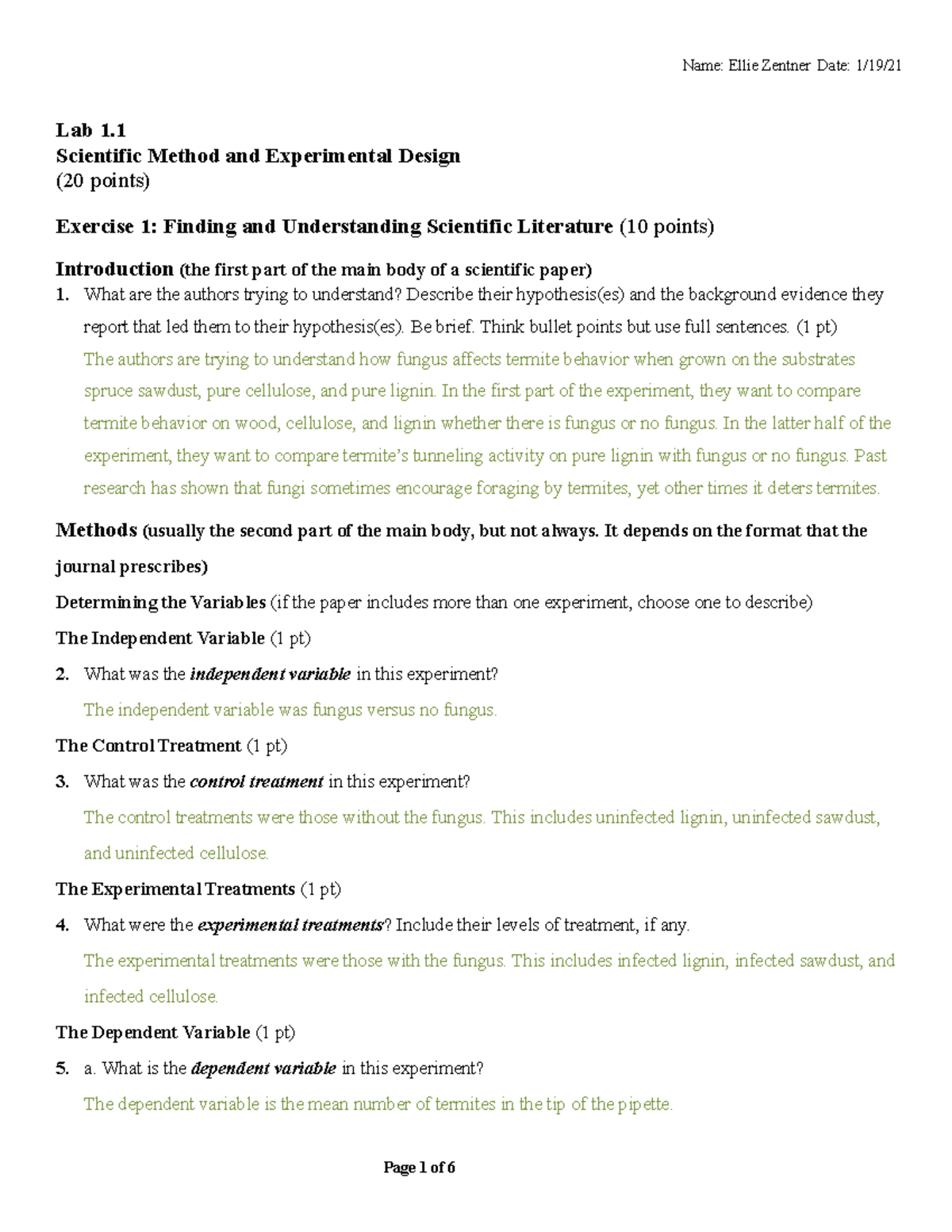 Lab 1.1 Assignment: Exploring the Scientific Method & Experimental ...