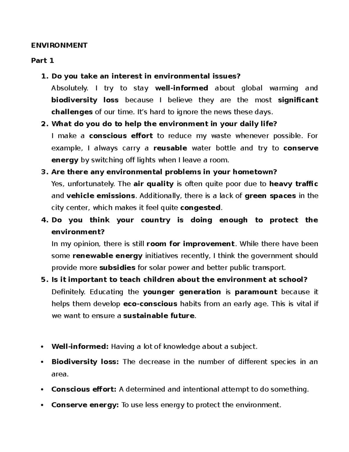 ENVIRONMENT 101: Key Issues and Personal Actions for Sustainability ...