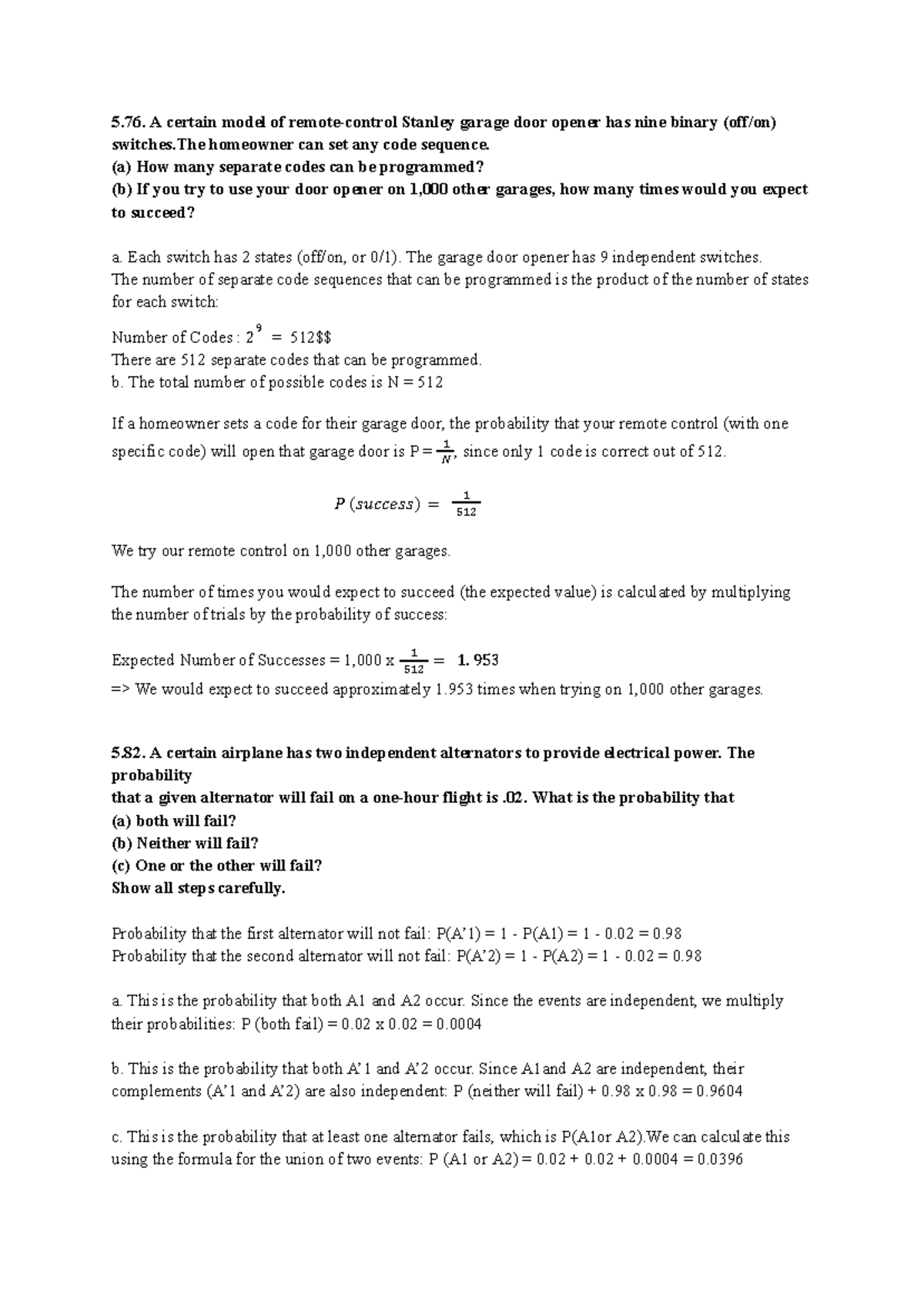 Statistic HW3 - Probability and Code Analysis - Studocu