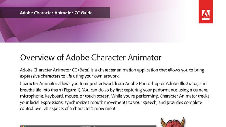 Adobe Character Animator Cc Guide Overview Workspaces Studocu