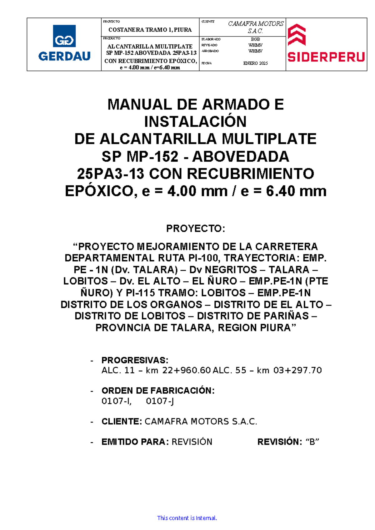Manual Armado ALC. SP MP-152 ABOV 25PA3-13 Rev. B - COSTANERA TRAMO 1 ...