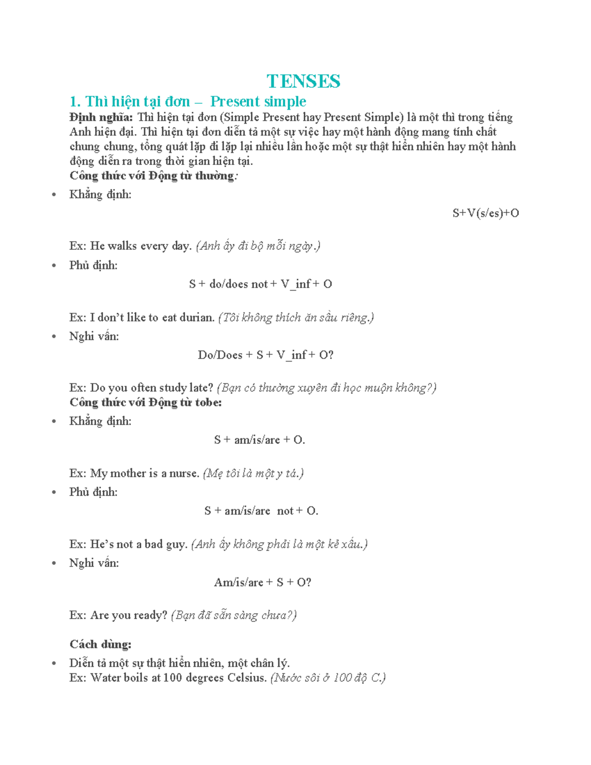 TENSES: Comprehensive Guide to English Verb Forms - Studocu