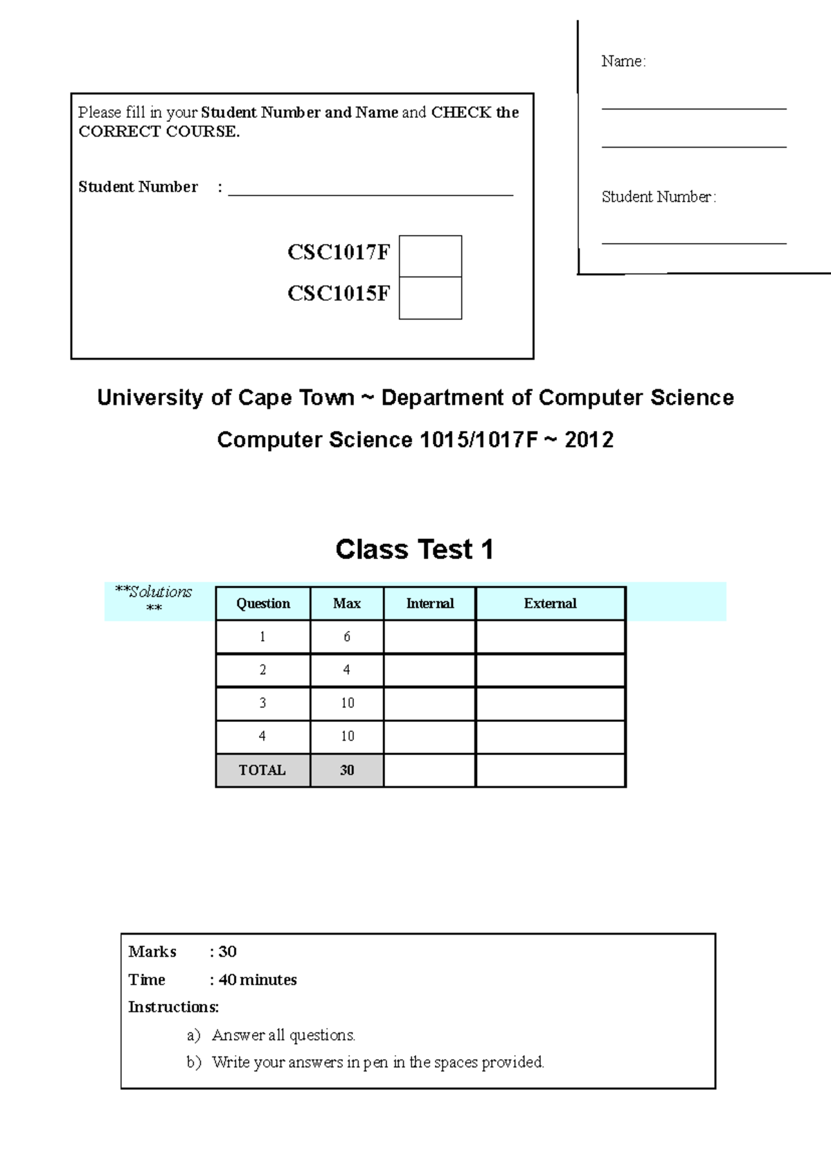 CSC1015F 2012 test1 solution - University of Cape Town ~ Department of ...