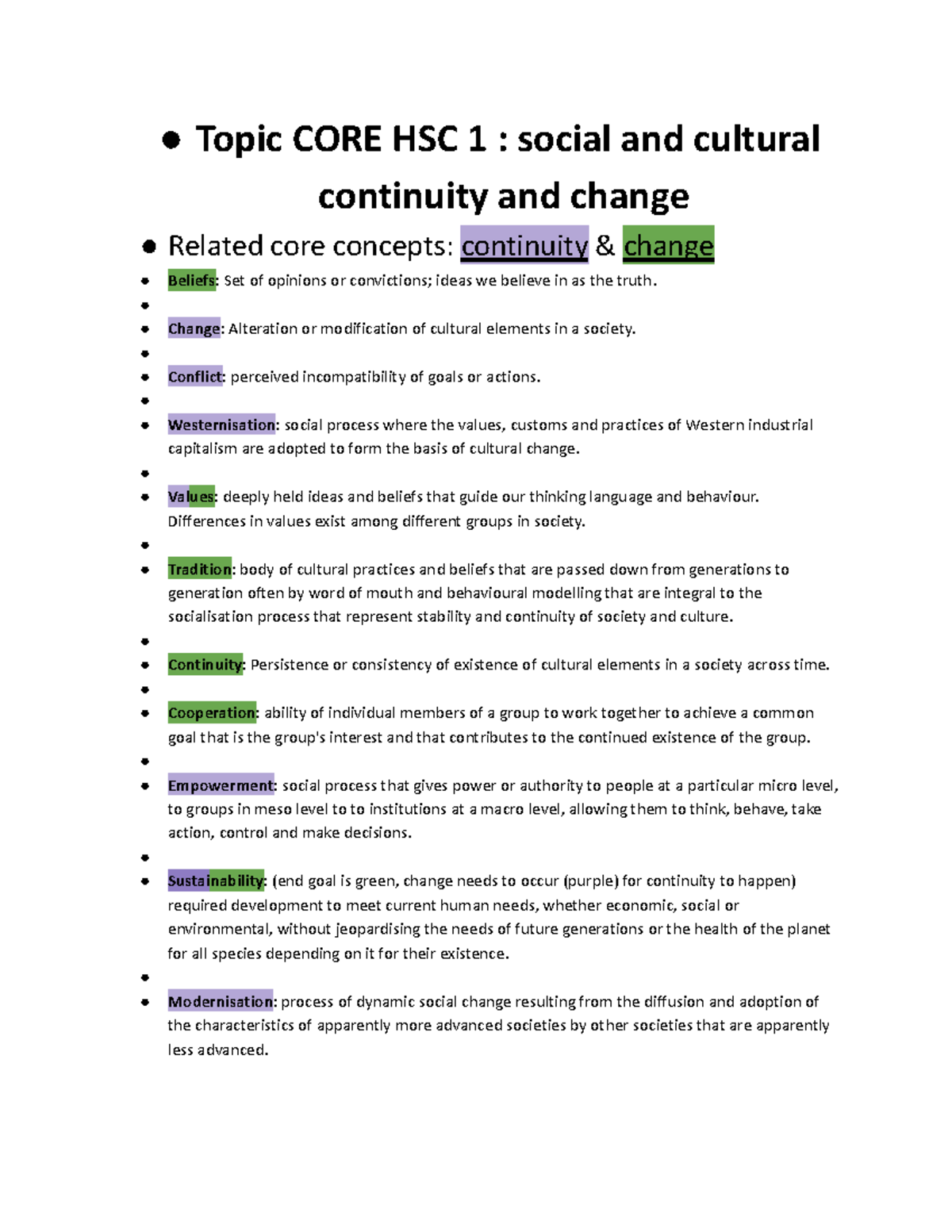 HSC 1: Social and Cultural Continuity and Change - Comprehensive Notes ...