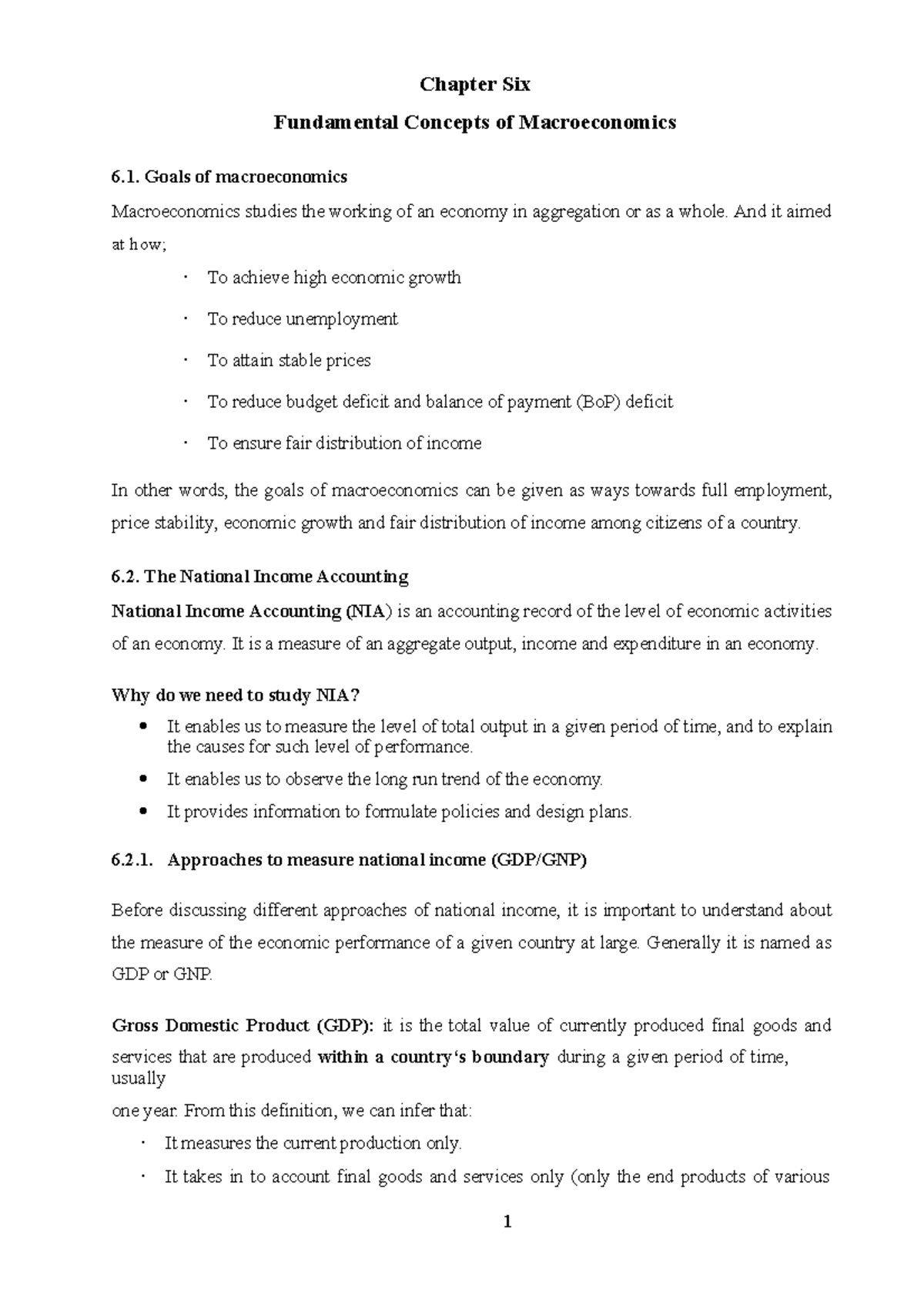 Chapter 6 Fundamental macroeconomics - Chapter Six Fundamental Concepts ...