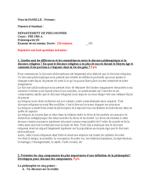 01 Philosophie 1501 cours 1 et 2 - Philosophie Essais de définition : c ...