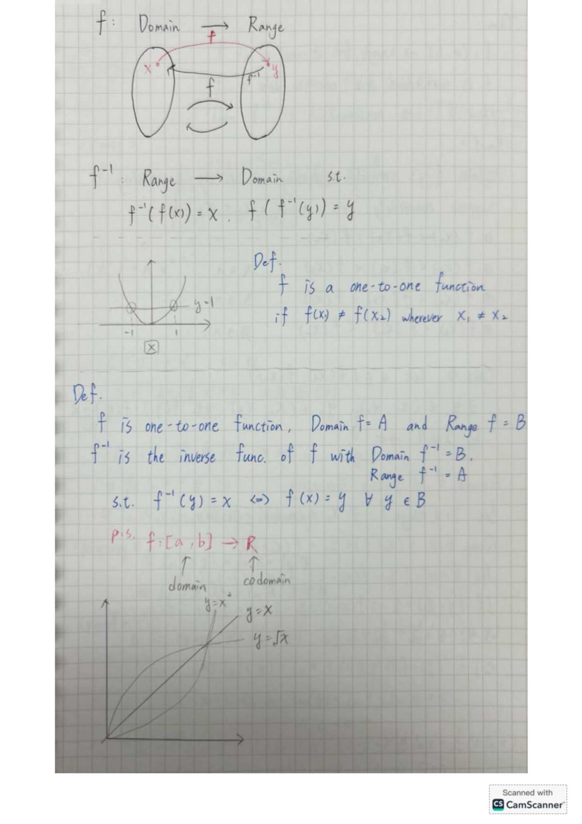 Calculus Notes: Domain, Range, and One-to-One Functions (MATH 101 ...