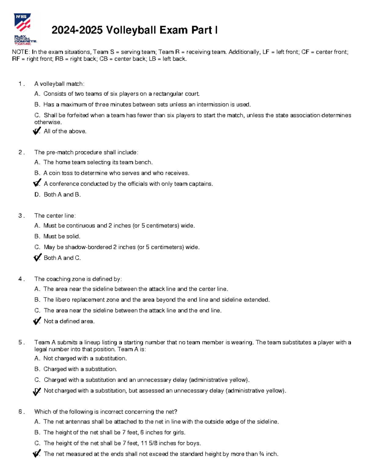 Volleyball Exam Part I: Key Rules and Procedures Overview - Studocu