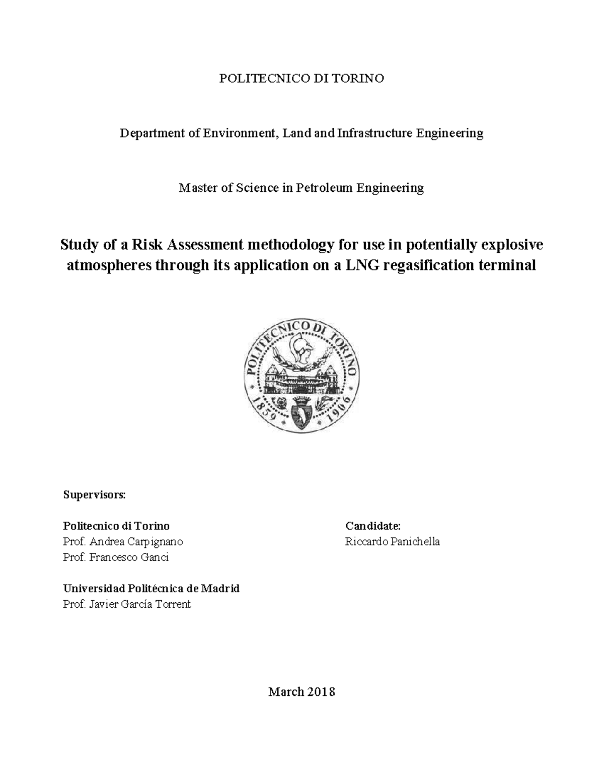 Risk Assessment Methodology for LNG Regasification Terminal (PETE 2018 ...