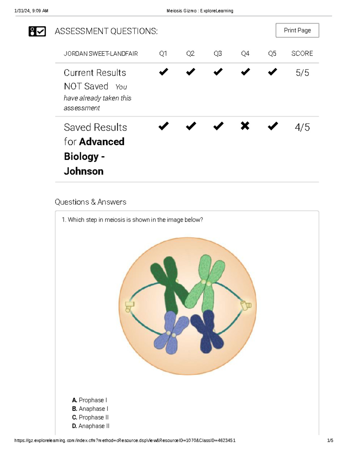 Advanced Biology Meiosis Assessment Questions - Gizmo Exploration - Studocu
