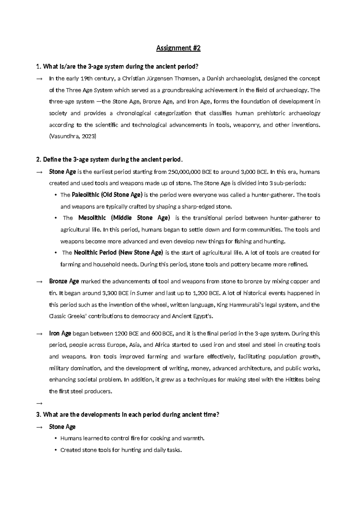 Assignment 1: The Three Age System in Ancient Archaeology - Studocu