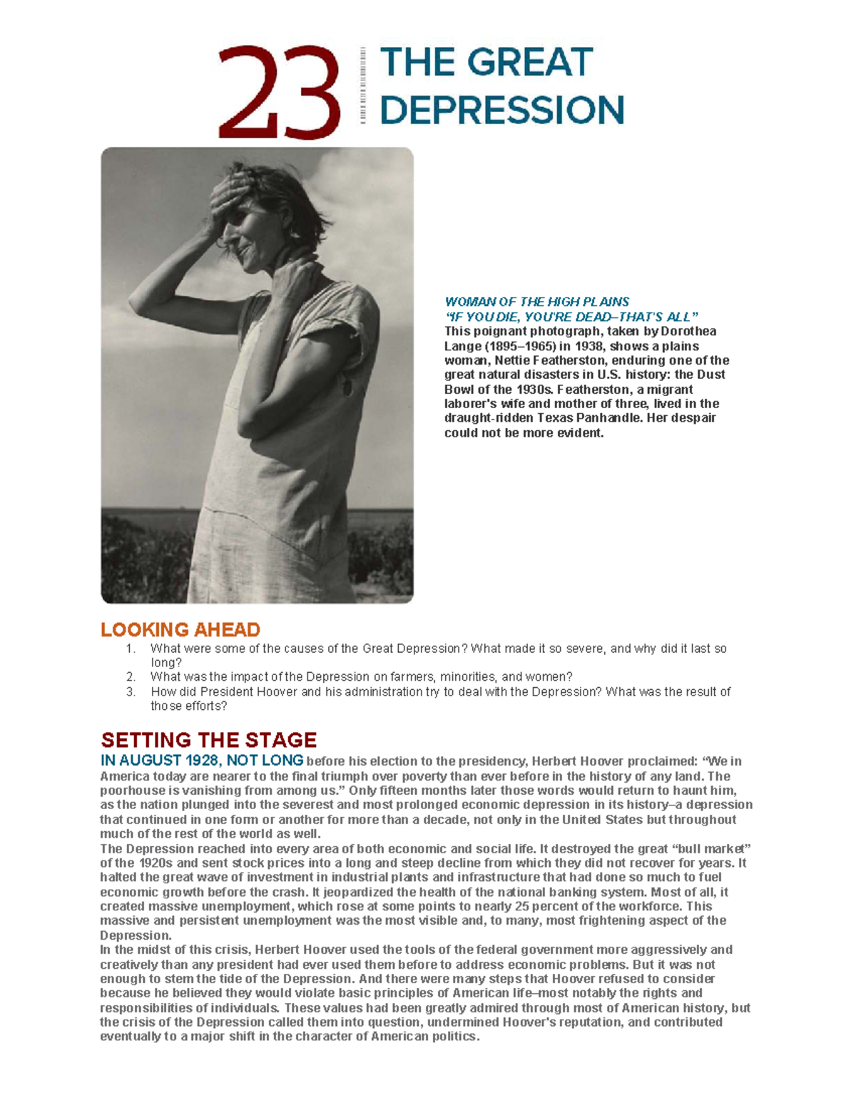 The Great Depression: Causes, Effects, and Cultural Responses - Studocu