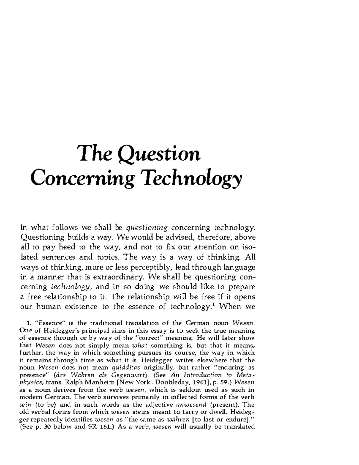 Heidegger's Exploration of Technology: Insights and Reflections - Studocu