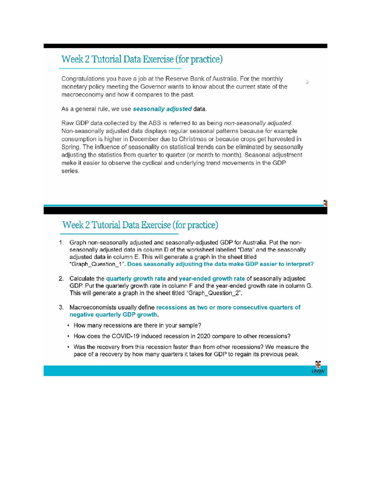 Doc1 - Tut Question - Week 2 Tutorial Data Exercise (for practice ...